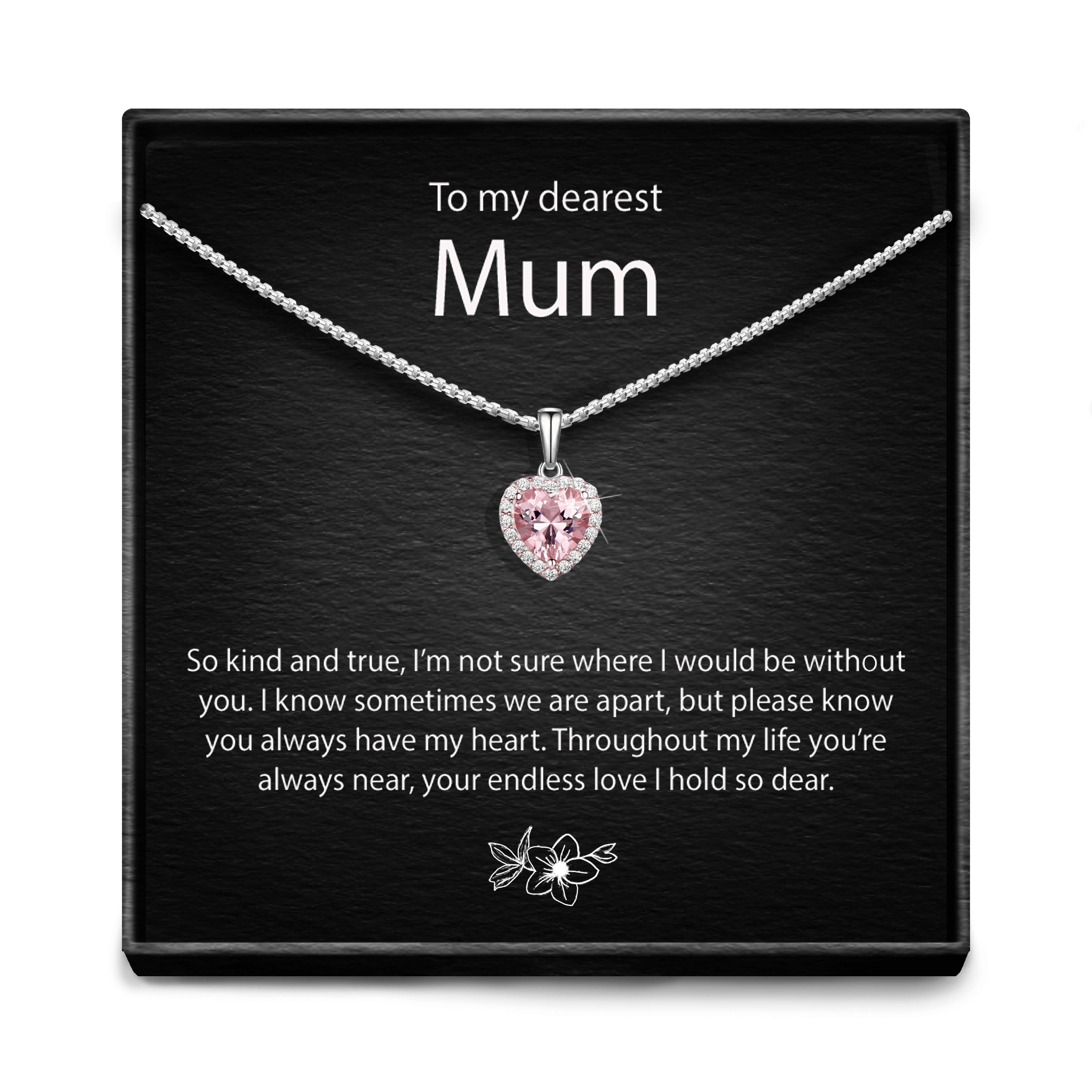 "My Dearest Mum" - Pink Morganite Heart Necklace – Talia-Rae